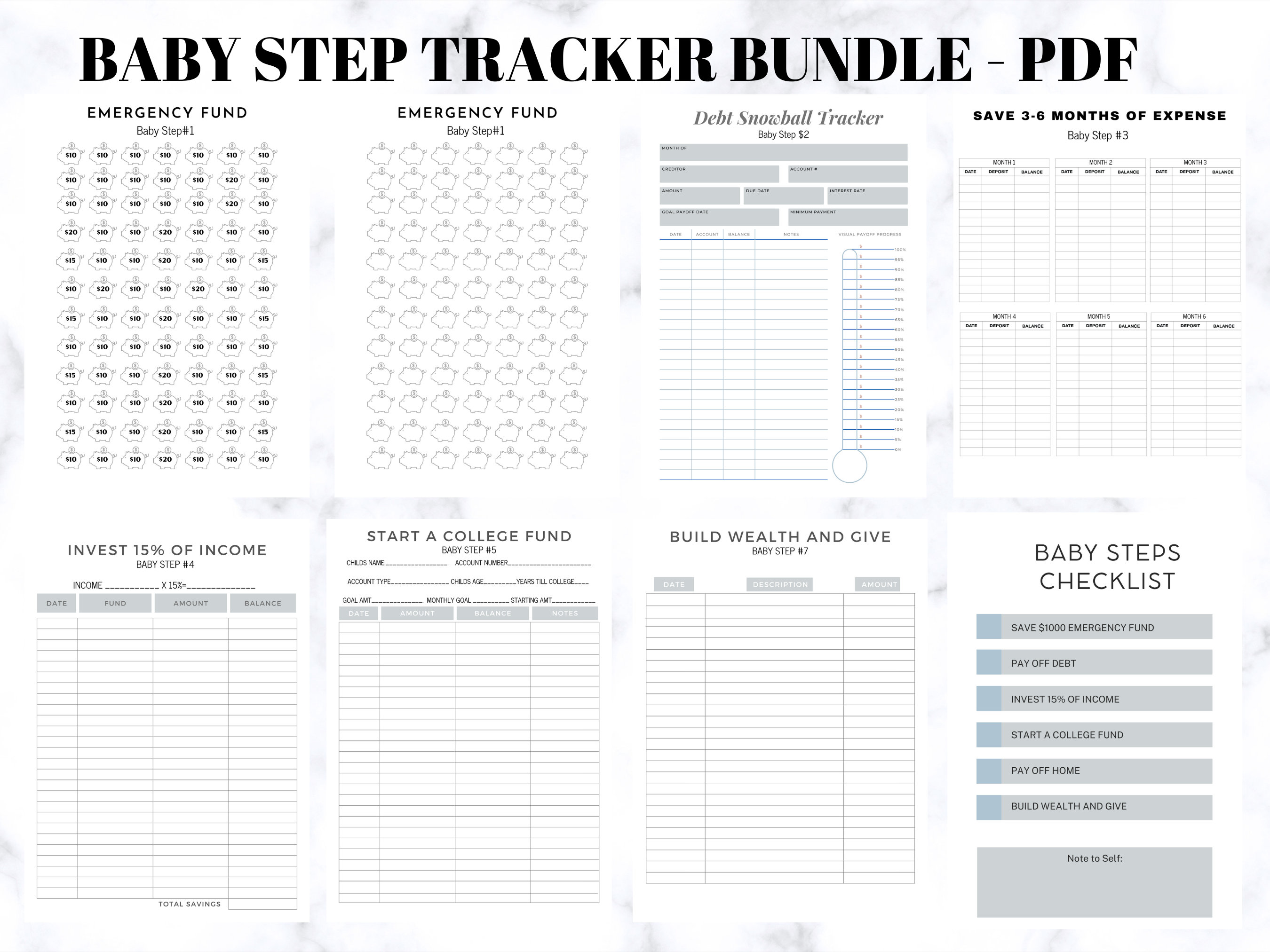 Baby Steps Tracker Bundle, Dave Ramsey Baby Steps, Debt Payoff ...
