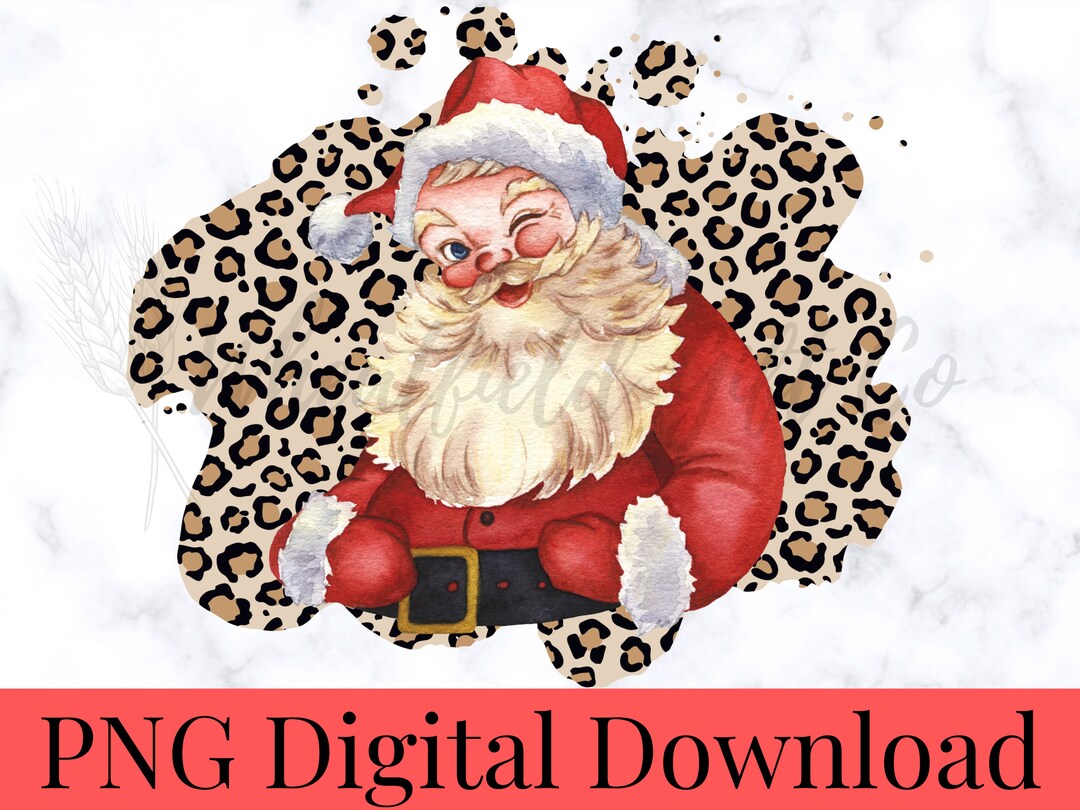 Leopard Santa PNG, Leopard Christmas Sublimation Design, Trendy ...