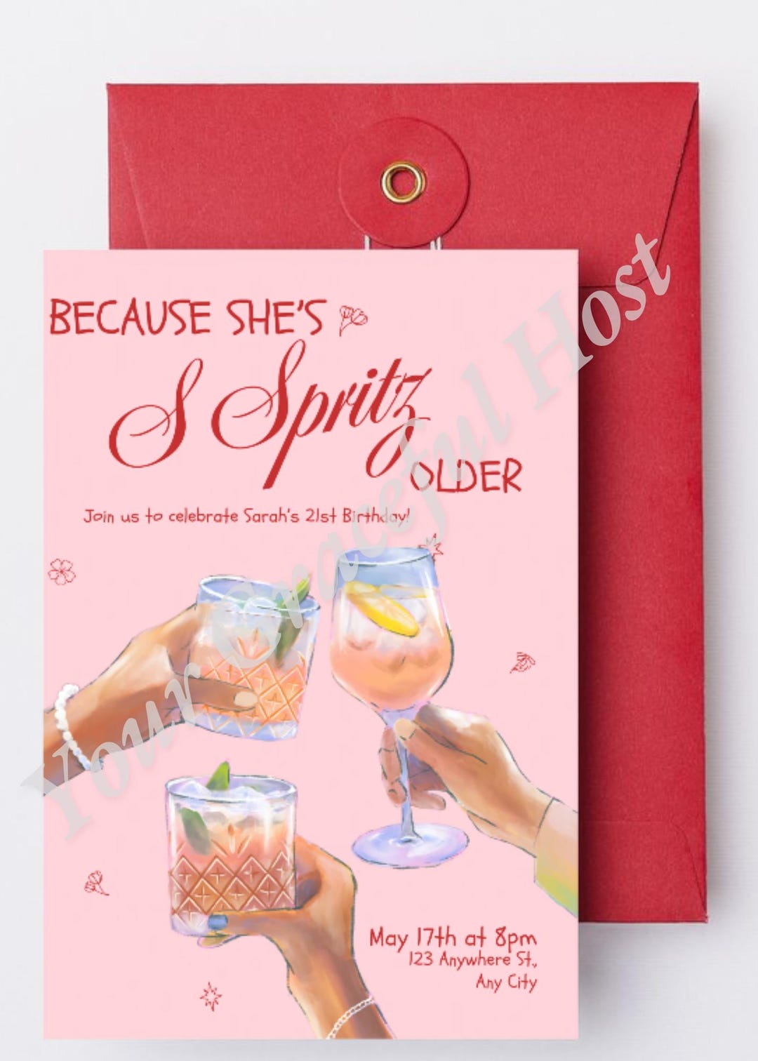 A Spritz Older Editable Dinner Party Digital Invite, Coquette Classy ...