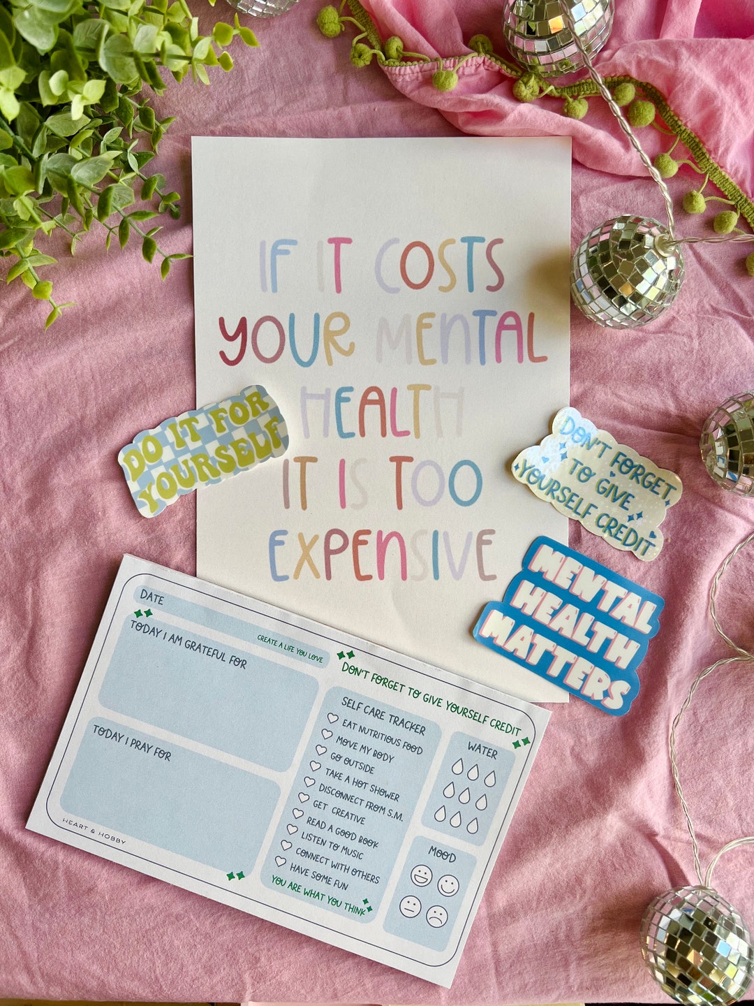 Mental Health Pack, Mental Health Stickers, Posters, Notepad, Wall Art ...