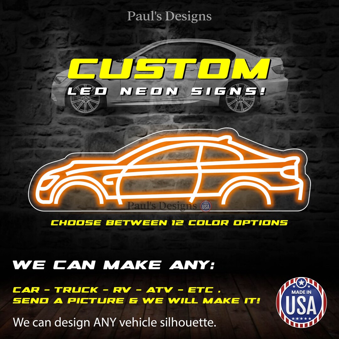 Car Led NEON Signs Custom Design Neon Car Signs Truck Neon 2 Day Turn ...