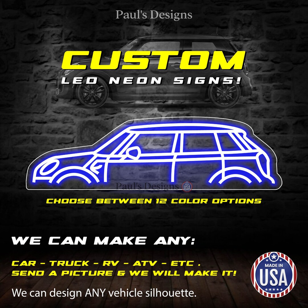 Car Led NEON Signs Custom Design Neon Car Signs Truck Neon 2 Day Turn ...