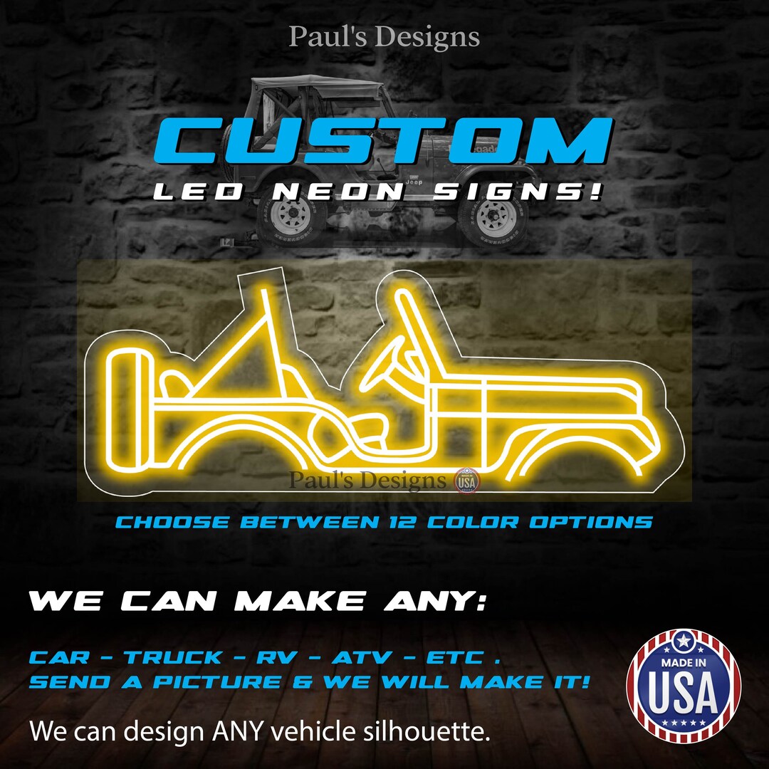 Car Led NEON Signs Custom Design Neon Car Signs Truck Neon 2 Day Turn ...