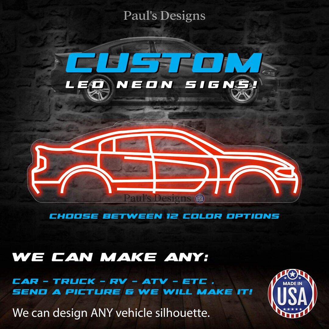 Car Led NEON Signs Custom Design Neon Car Signs Truck Neon 2 Day Turn ...
