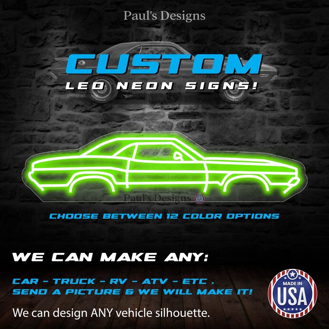 Car Led NEON Signs Custom Design Neon Car Signs Truck Neon 2 Day Turn ...