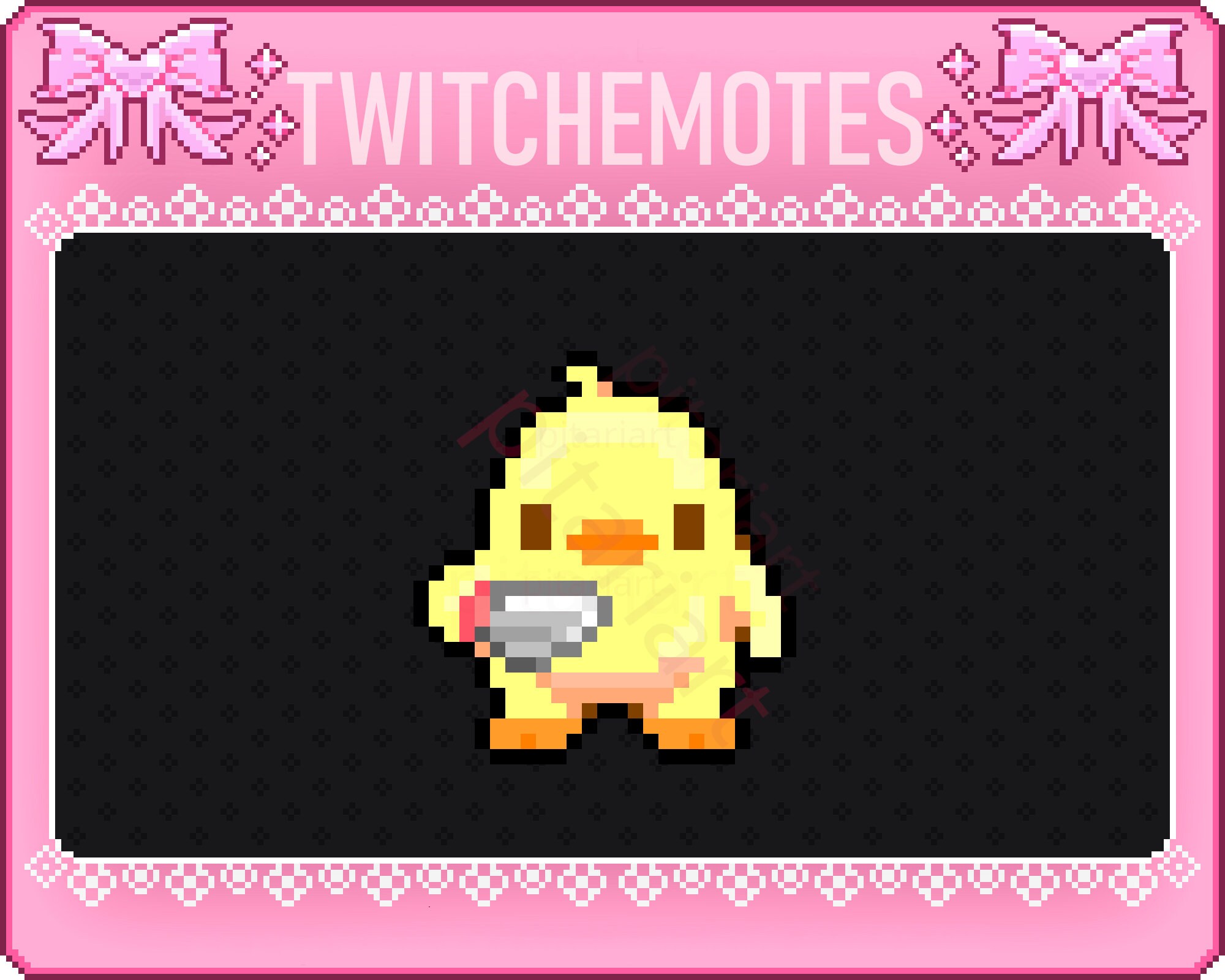 Twitch Chicken Emote With Knife | Pixel Kawaii Chick With Knife Pixel ...