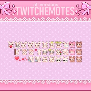 Twitch Emotes Kawaii Pixel Bunny | Cute Creme Colored Rabbit Streaming ...