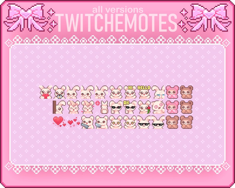 Twitch Emotes Kawaii Pixel Bunny | Cute Creme Colored Rabbit Streaming ...