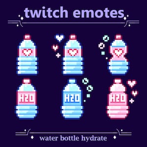 Hydrate Water Hearts Emotes | Hydrate Pixel Love Water Bottle in Pink ...