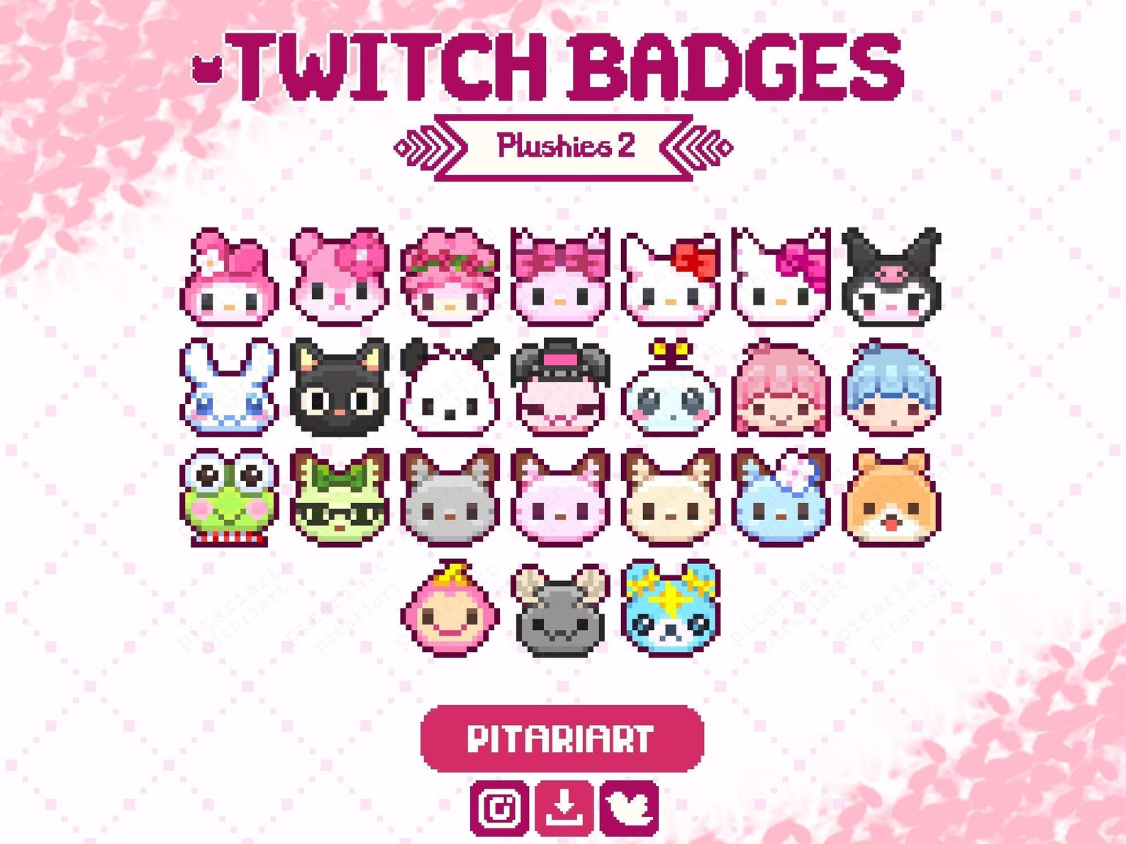 Kawaii Pixel Plushies as Sub/bit Badges for Twitch Stream Cute Kitty ...
