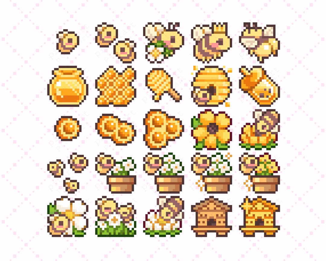 Kawaii Honey Bee Twitch Sub Badges for Streaming Pixel Honeybee Bit ...