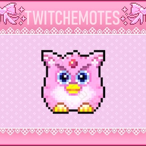 Kawaii Pink Furby Twitch Emote | Cute Mad Furby Pixel Toy Plushie ...