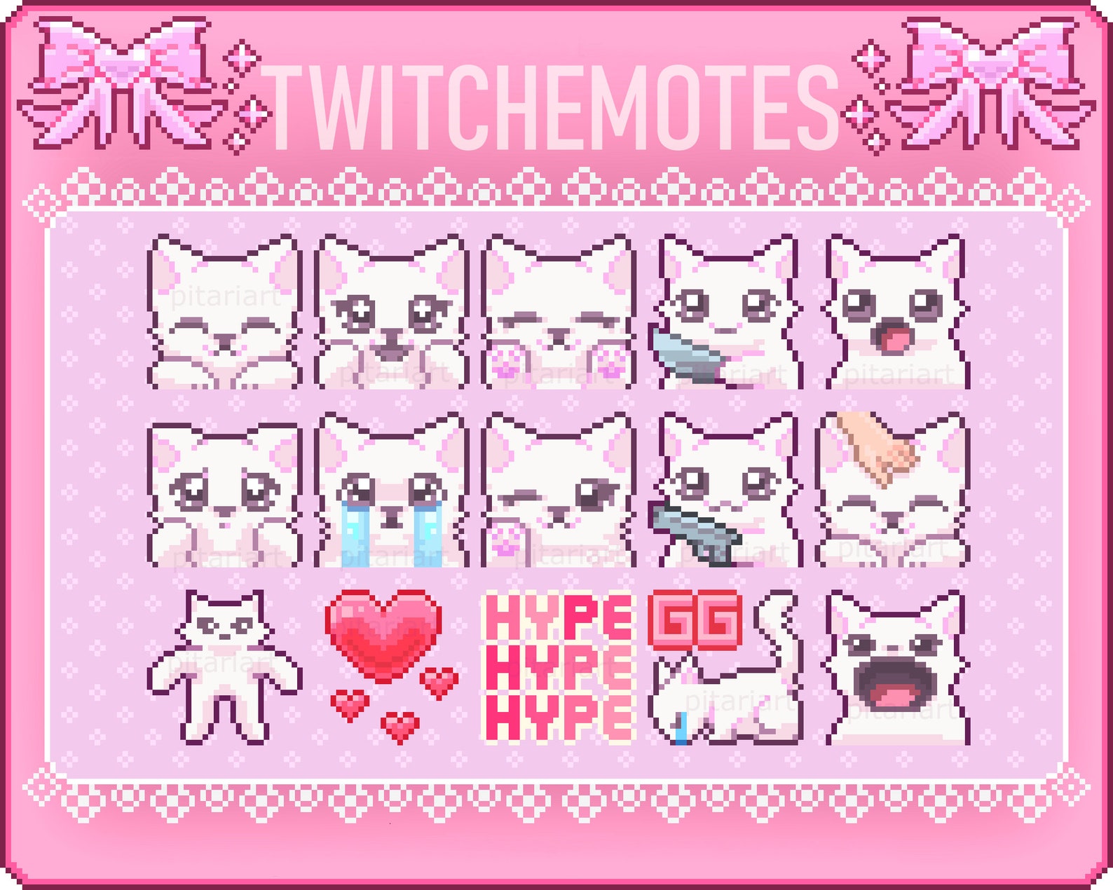 Twitch Pixel Cat Emotes/channel Points | 2 Animated Emotes - Pop Cat ...