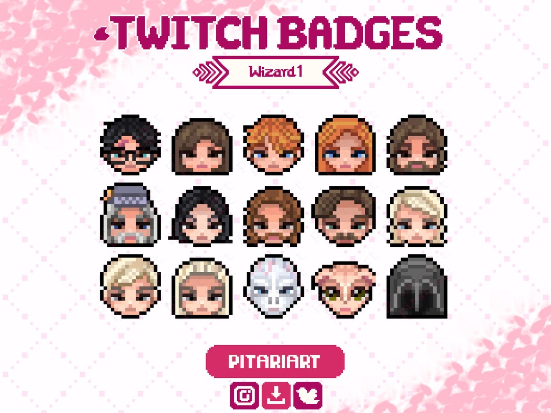 Wizard Sub/bit Badges for Twitch | Pixel HP Wizard Enchanter Badges (15 ...