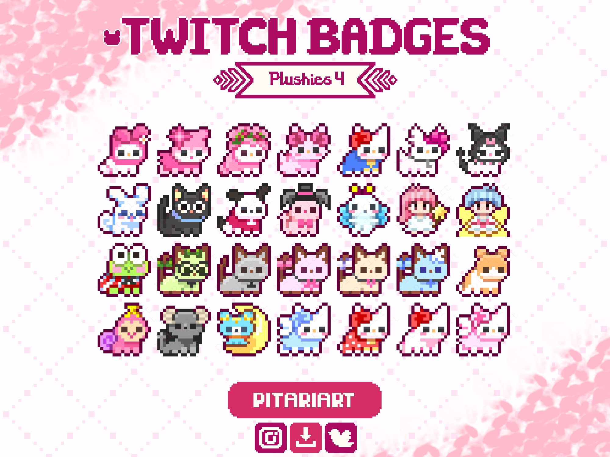 Kawaii Pixel Plushies Cuties as Sub/bit Badges for Twitch Stream Cute ...