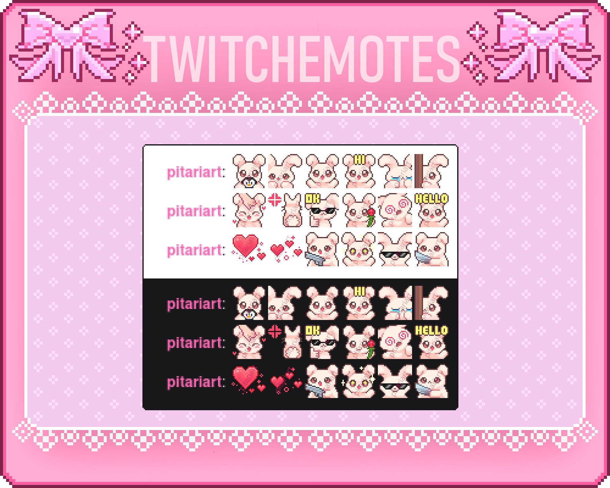 Twitch Emotes Kawaii Pixel Bunny | Cute Creme Colored Rabbit Streaming ...