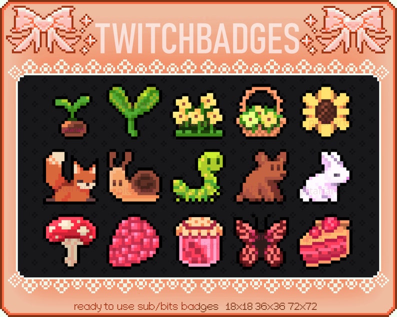 Nature and Animals Sub/bit Badges Cute Pixel Badges to Use - Etsy