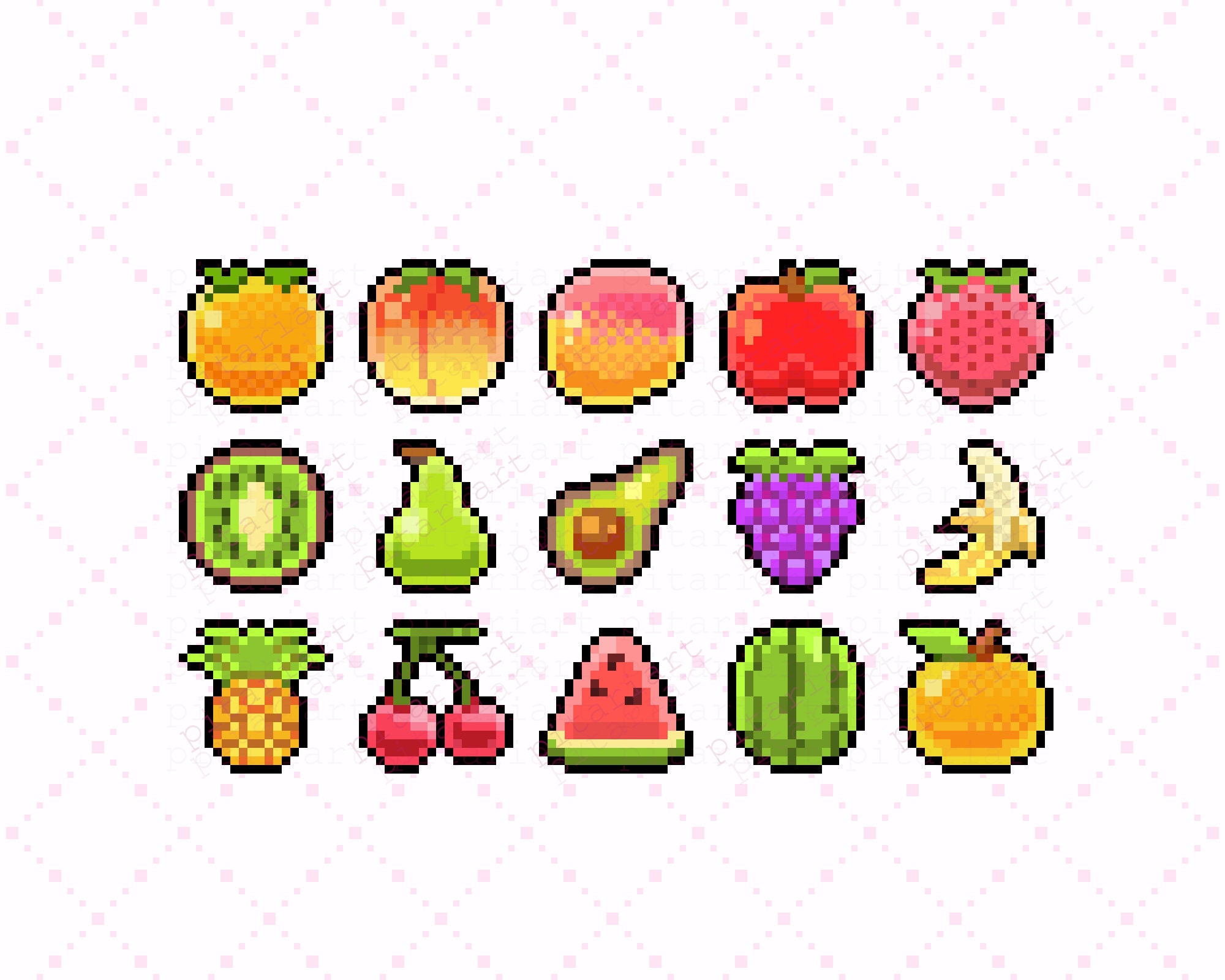Twitch Sweet Fruits Sub/bit Badges for Streaming Delicious Pixel Fruit ...