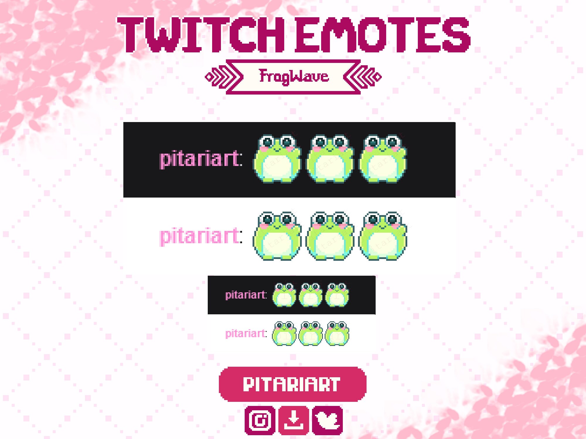 Twitch Emote Kawaii Frog Hi, Wave Animated Emote for Streaming | Pixel ...
