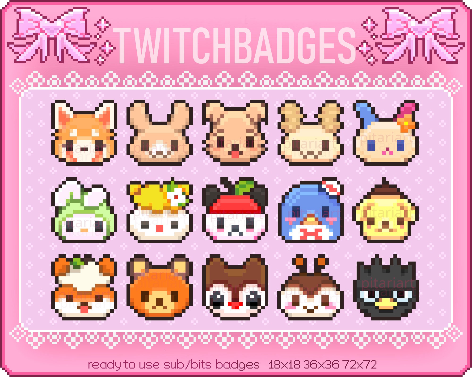 Cute Pixel Plushies as Sub/bit Badges for Twitch Stream Cute Rabbit ...