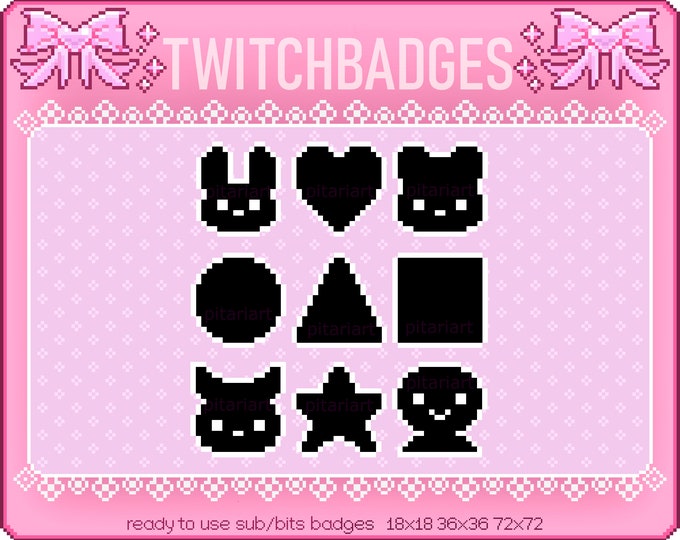Twitch Badges Simple Black Symbols | Sub and Bit Badges for Streaming ...
