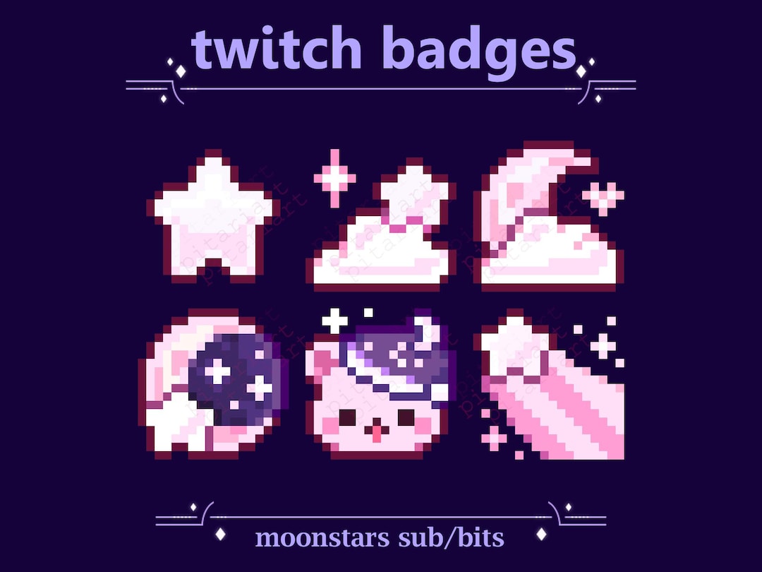 FREE Twitch Sub/bit Badges Kawaii Pink Moon, Star, Bear and Cloud ...