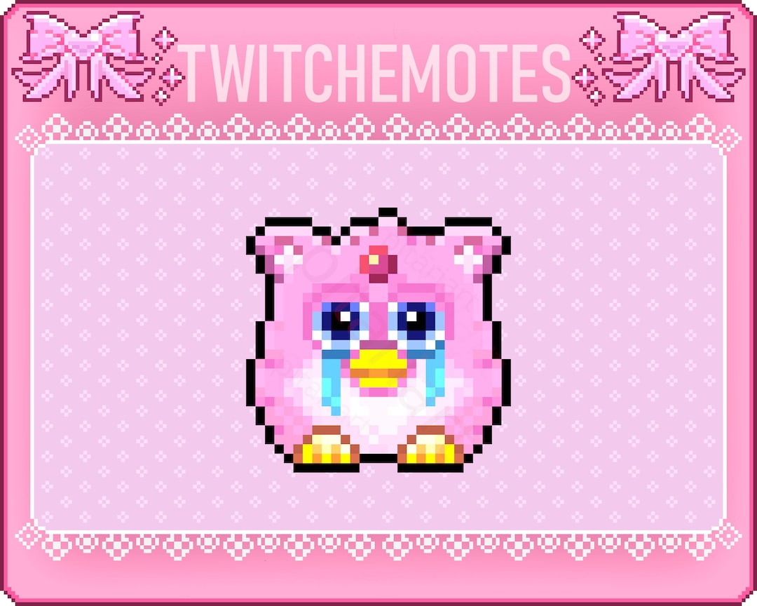 Twitch Emote Cute Pink Furby Crying Kawaii Sad Furby Pixel Old Toy ...