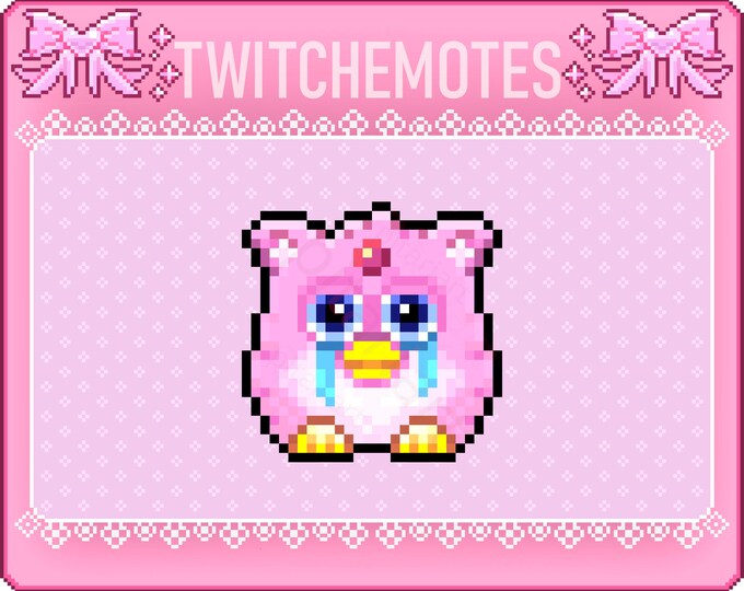 Twitch Emote Cute Pink Furby Crying | Kawaii Sad Furby Pixel Old Toy ...