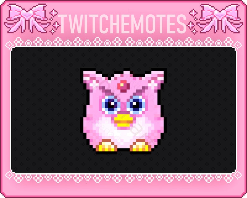 Kawaii Pink Furby Twitch Emote | Cute Mad Furby Pixel Toy Plushie ...