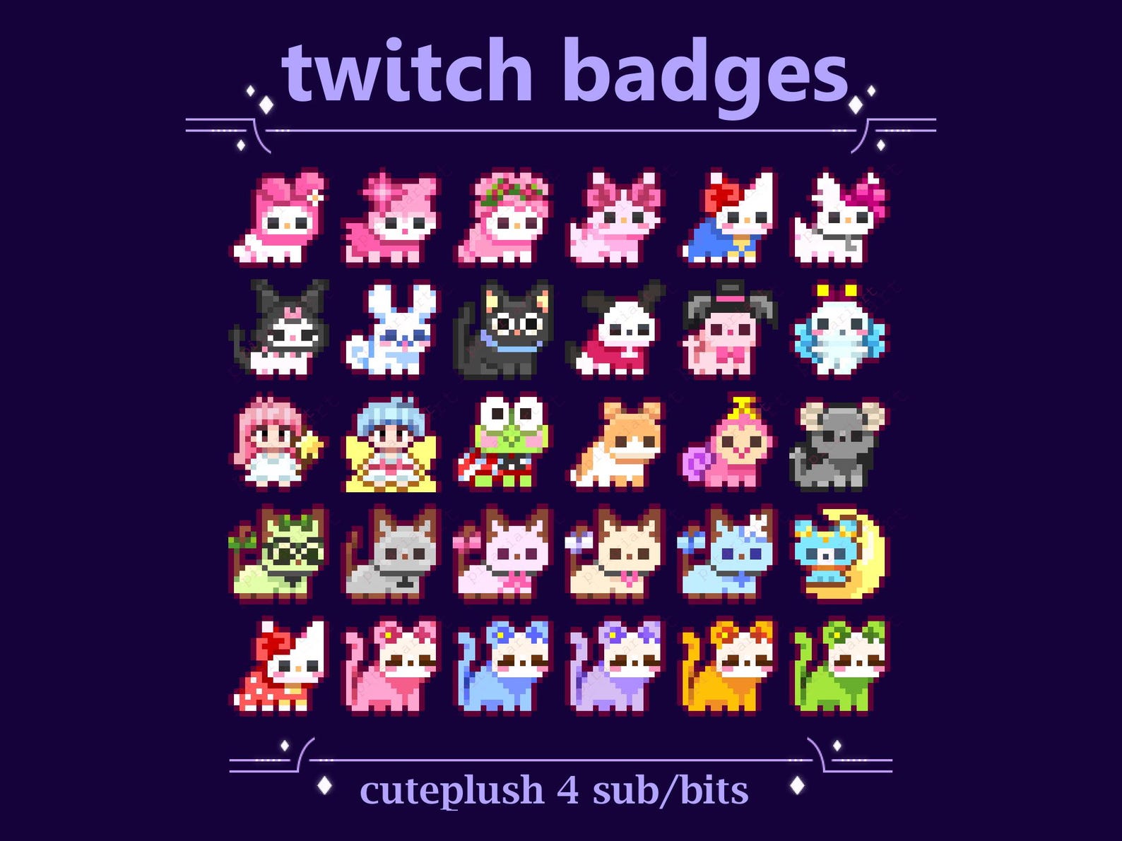 Kawaii Pixel Plushies Cuties as Sub/bit Badges for Twitch Stream | Cute ...