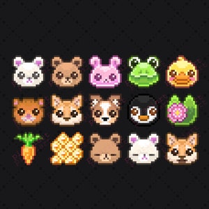 Cute Pixel Animals Sub/bit Badges for Twitch Streaming | Bear, Bunny ...