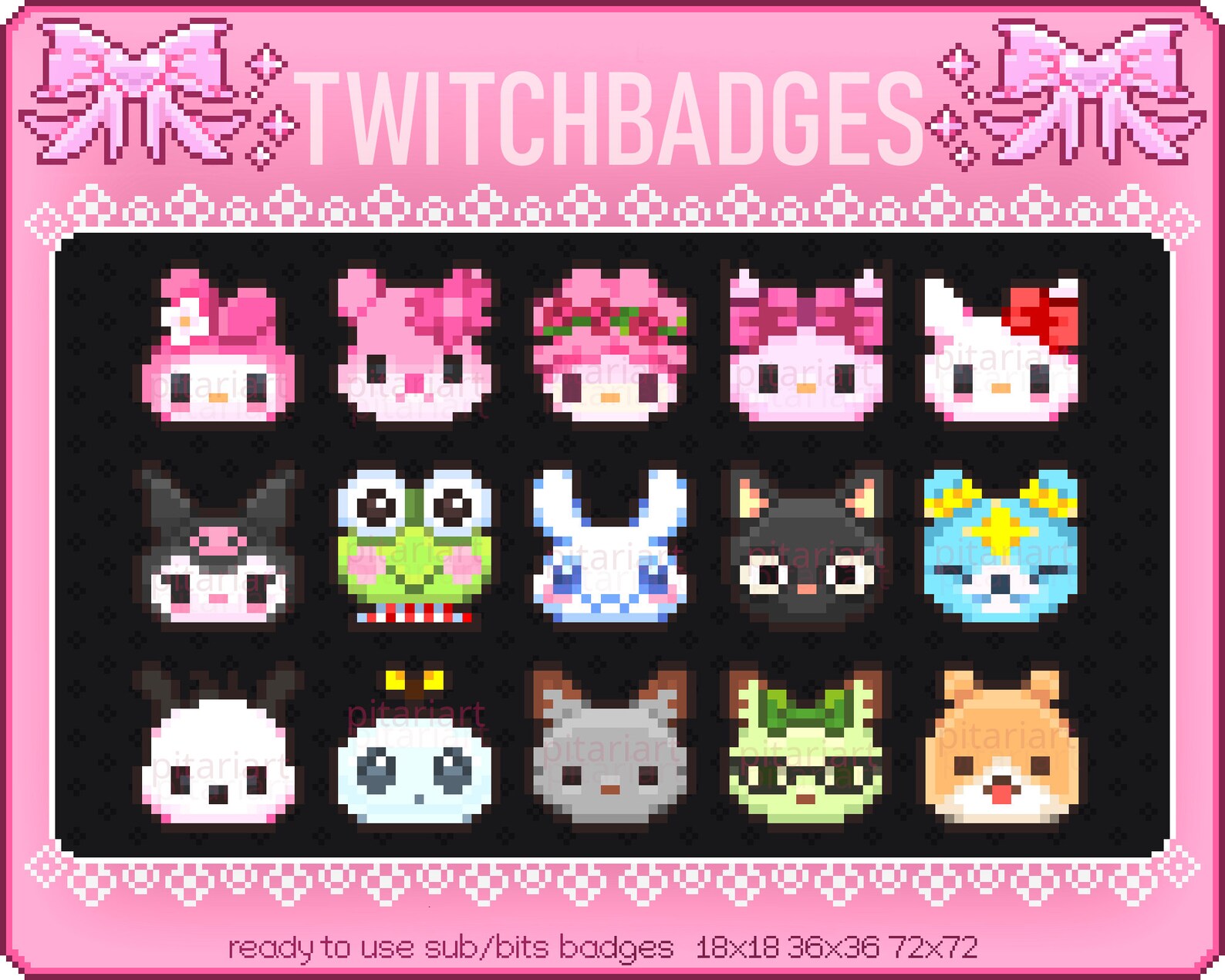 Kawaii Pixel Plushies as Sub/bit Badges for Twitch Stream Cute Kitty ...