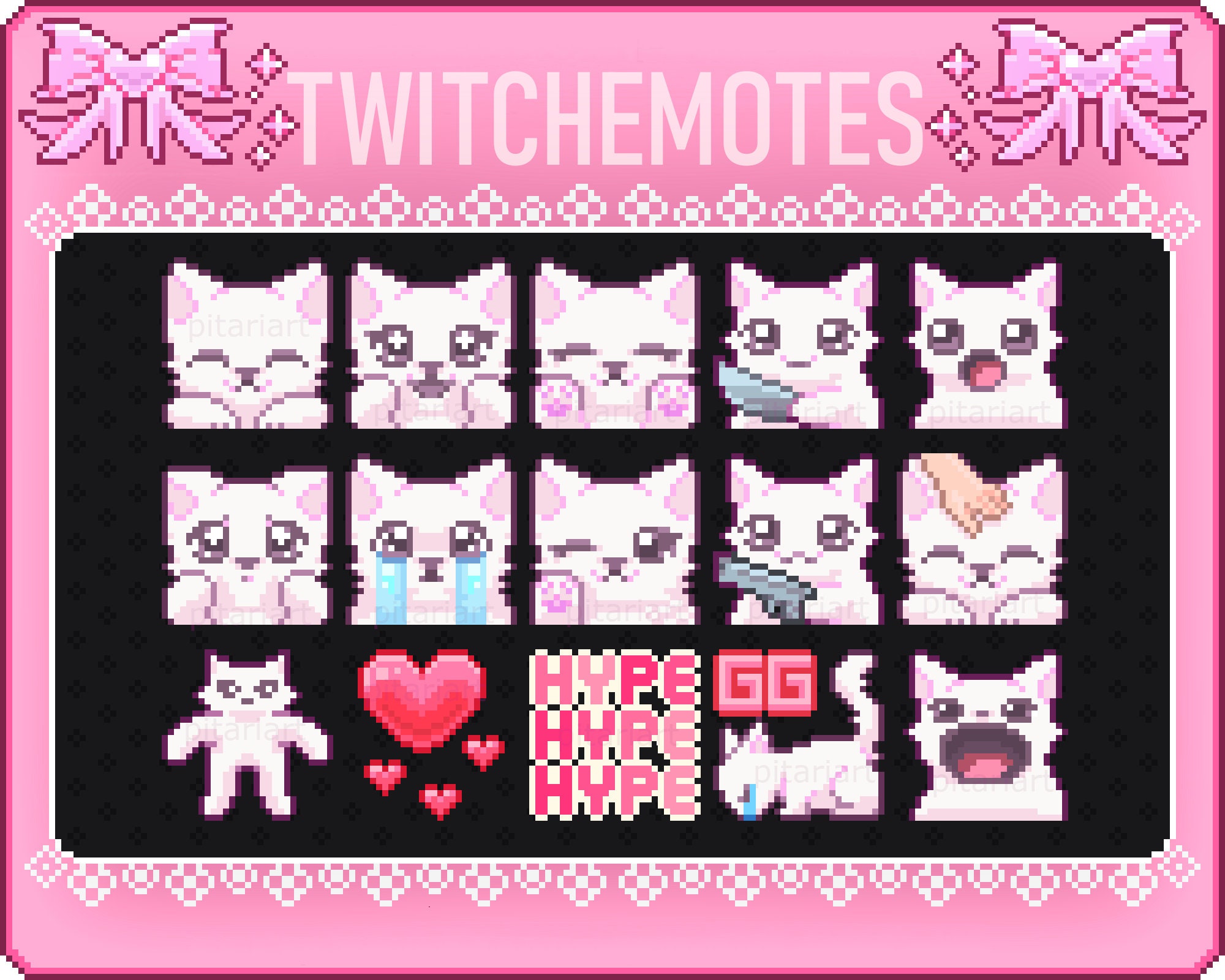 Twitch Pixel Cat Emotes/channel Points 2 Animated Emotes Pop Cat and ...