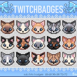 Twitch Badges 5x Cute Cats Sub/bit Badges for Stream Made to - Etsy