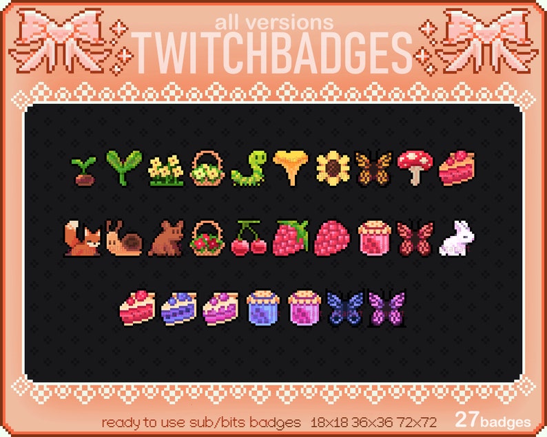 Nature and Animals Sub/bit Badges Cute Pixel Badges to Use - Etsy