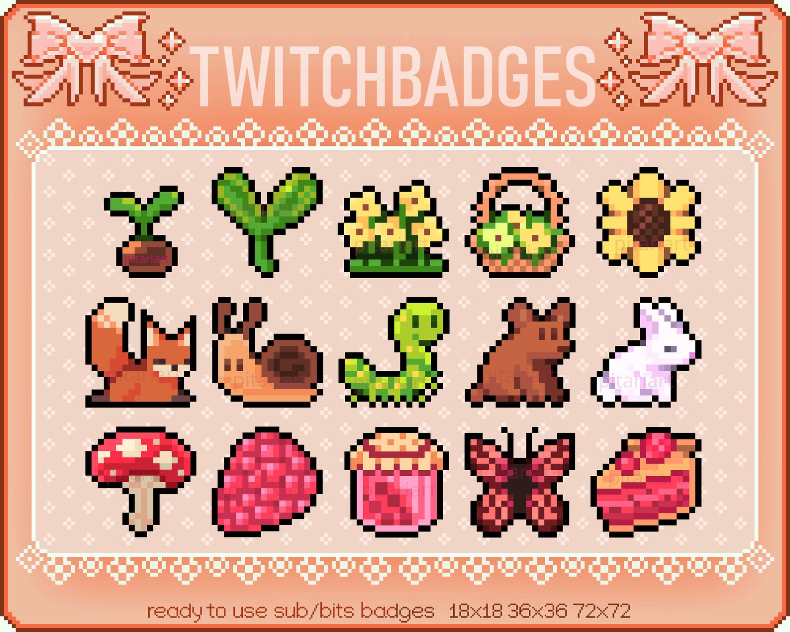 Nature and Animals Sub/bit Badges Cute Pixel Badges to Use - Etsy