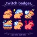 Capybara Cute Sub/bit Badges for Twitch Streaming | Love, Bee, Bath ...