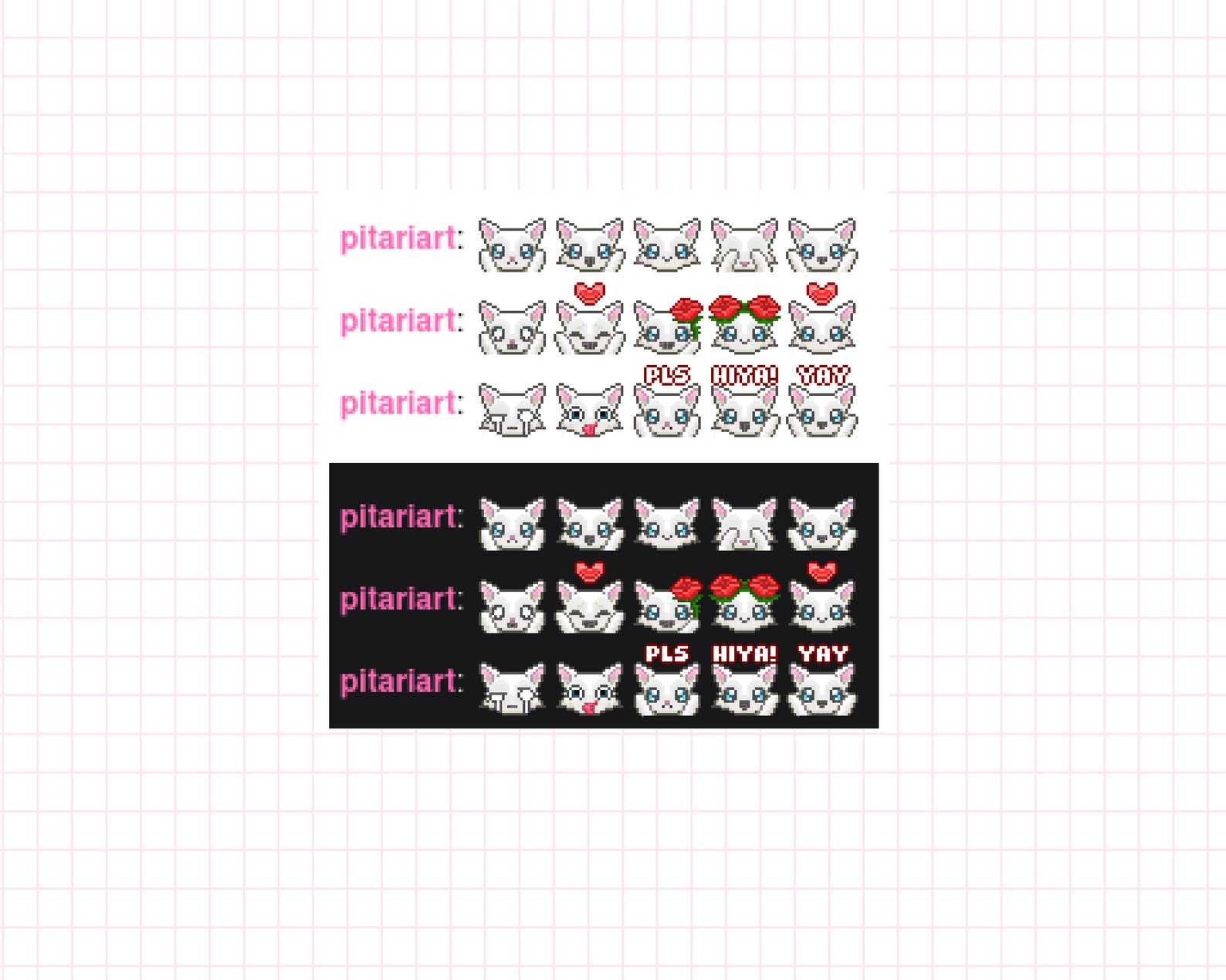 White Cat Emotes/channel Points for Twitch Cute Pixel Art - Etsy