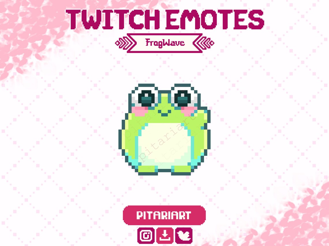 Twitch Emote Kawaii Frog Hi, Wave Animated Emote for Streaming | Pixel ...