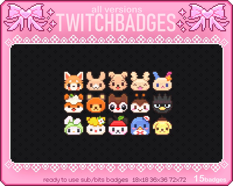 Cute Pixel Plushies as Sub/bit Badges for Twitch Stream Cute - Etsy