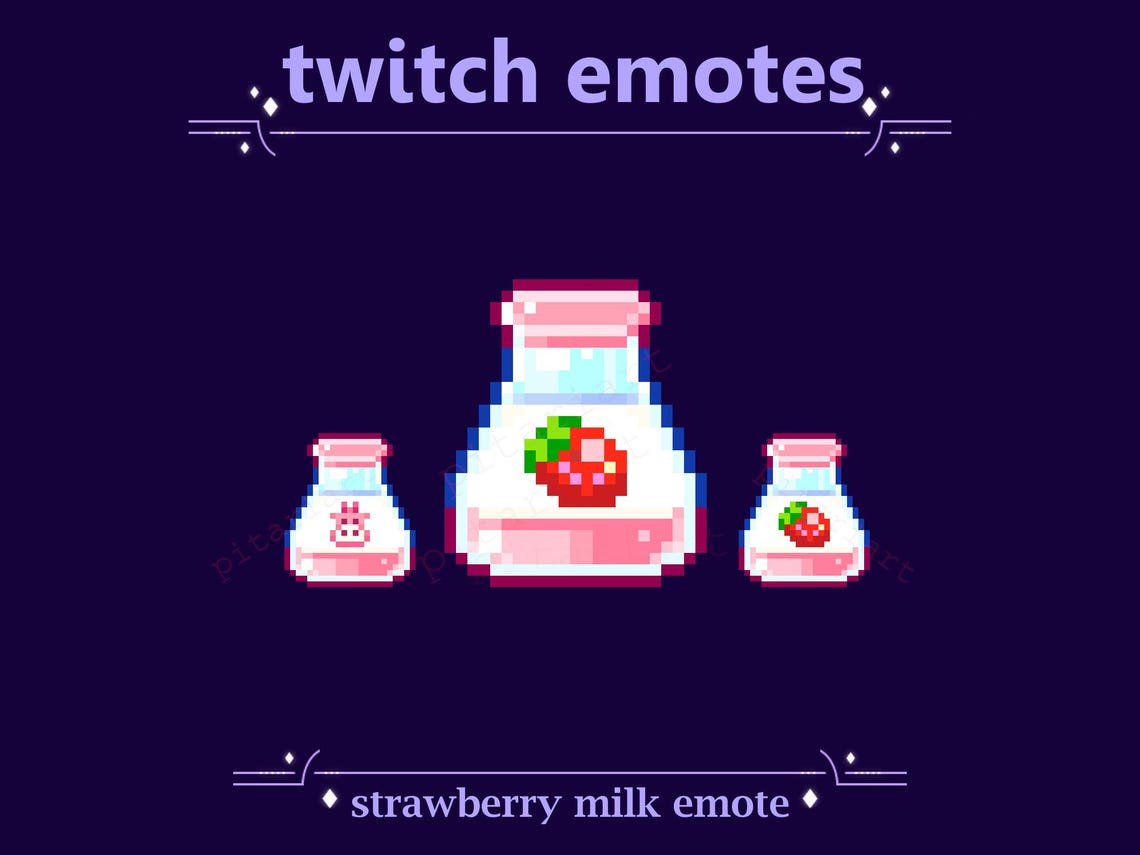 Animated Strawberry Milk Emote for Twitch | Pink White Pixel Milk ...