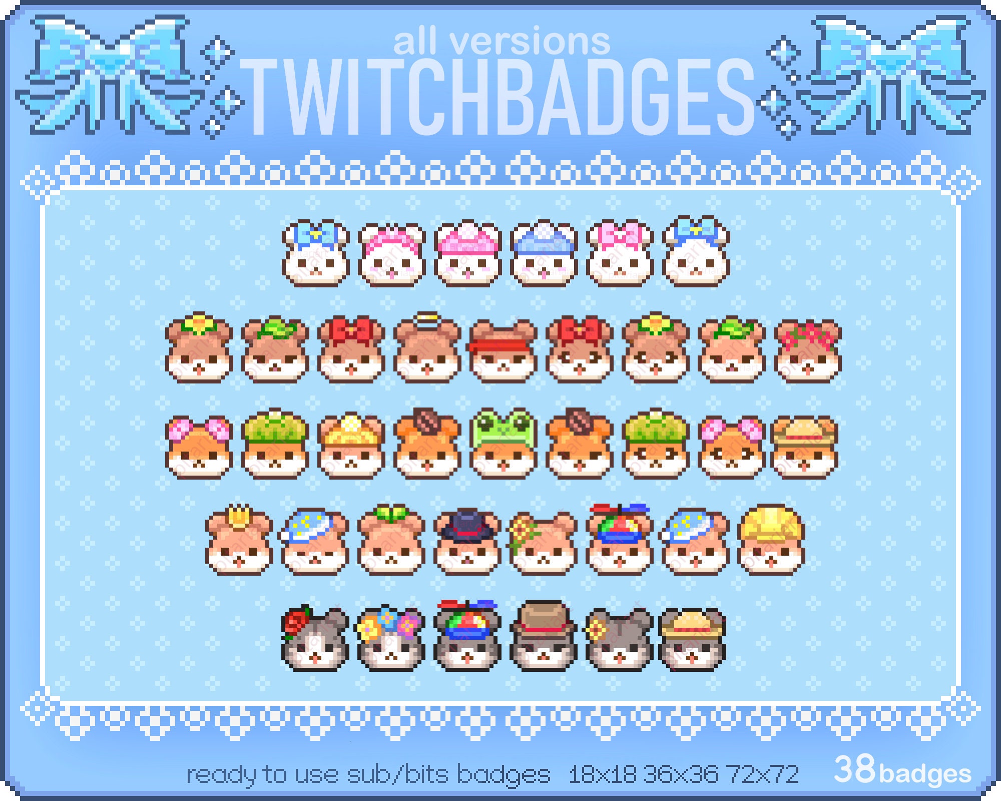 Twitch Cute Hamster Sub/bit Badges for Streaming Kawaii Hamsters With ...