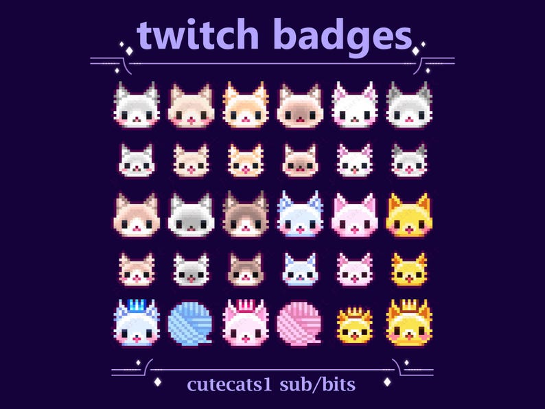 Kawaii Cats as Sub/bit Badges for Twitch Stream | Cute Kitties as ...