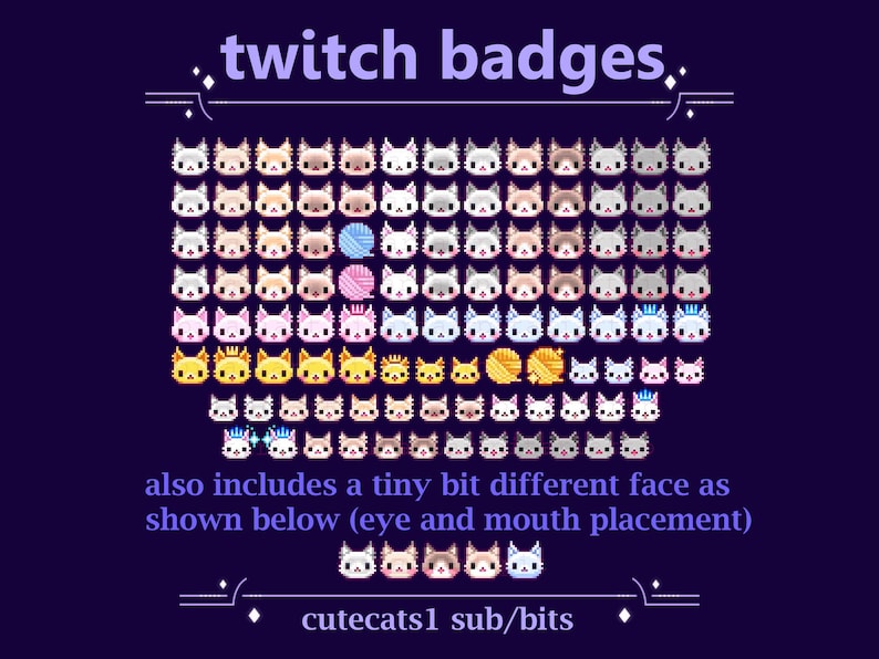 Kawaii Cats as Sub/bit Badges for Twitch Stream | Cute Kitties as ...