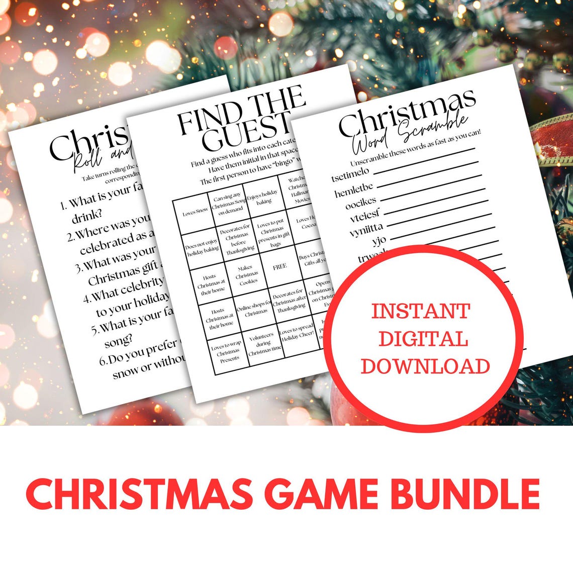 Christmas Game Bundle ICEBREAKERS for Holiday Parties. Digital Download ...