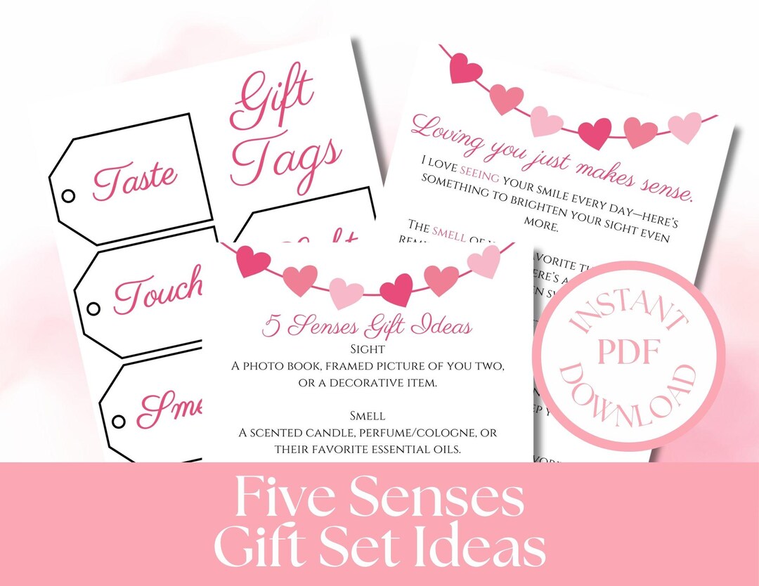 Five Senses Gift Set Romantic Printable Tags for Personalized Gifts ...