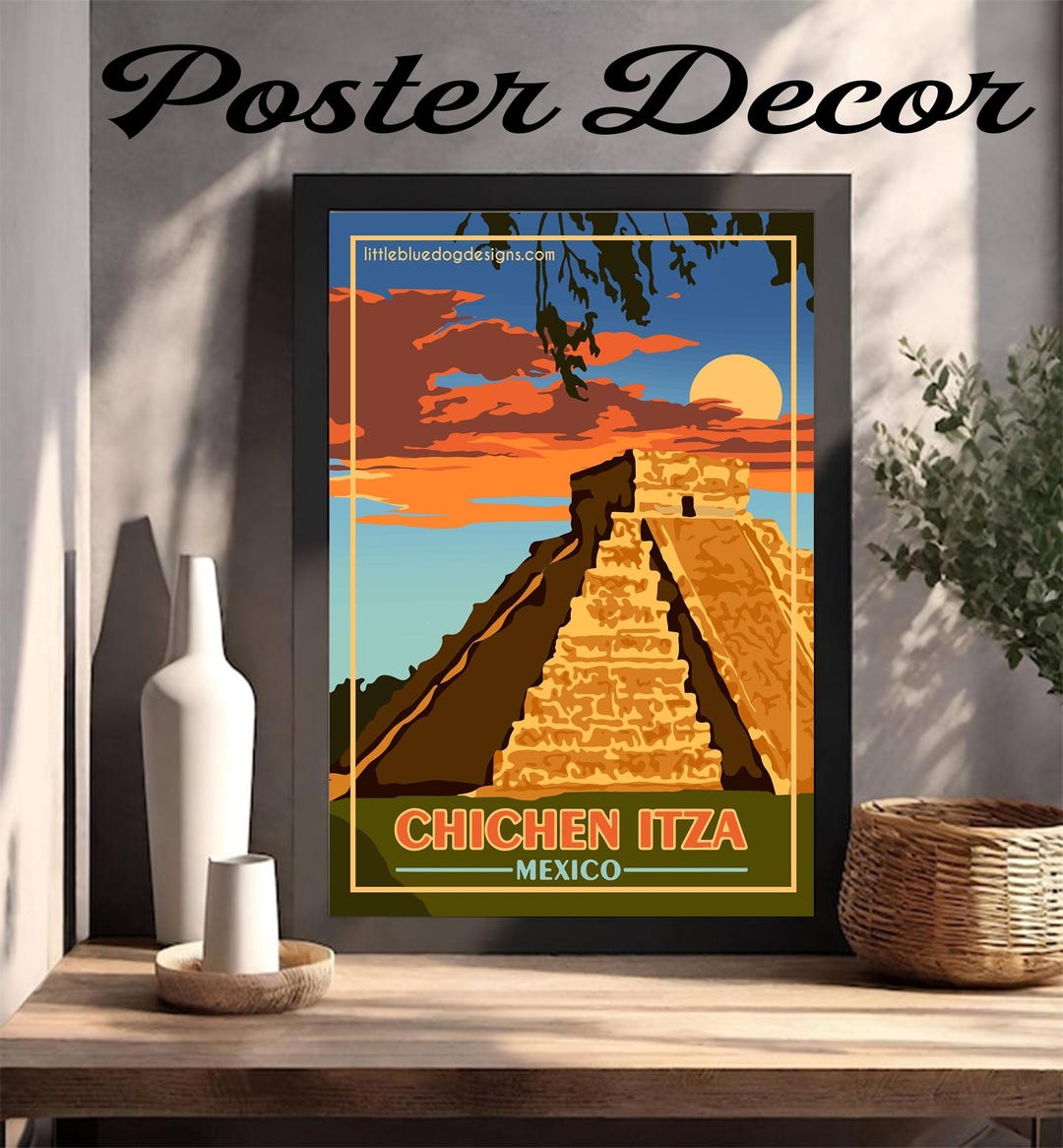 Chichen Itza Mexico - Vintage Travel Poster - Etsy