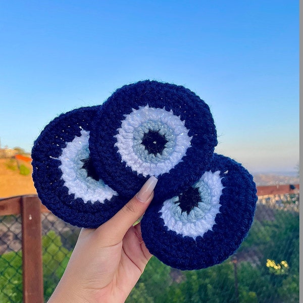 Crochet Evil Eye Coaster - Etsy