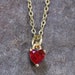 Red Heart Necklace, Red Heart Pendant, Gold Heart Necklace, Tiny Red ...