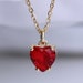 Red Ruby Necklace , Red Gold Heart Necklace , Red Heart Choker , Ruby ...